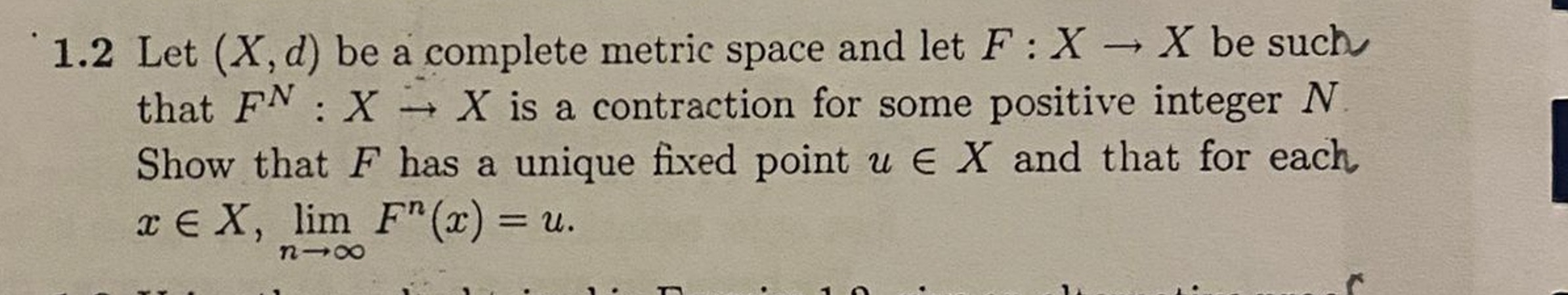Solved 1.2 ﻿Let (x,d) ﻿be a complete metric space and let | Chegg.com
