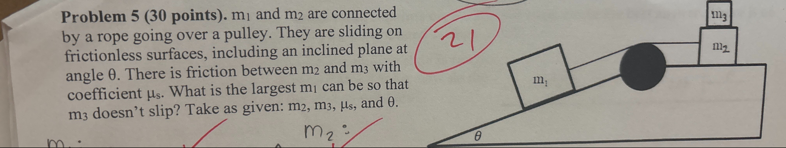 Solved Problem 5 ( 30 ﻿points). m1 ﻿and m2 ﻿are connectedby | Chegg.com