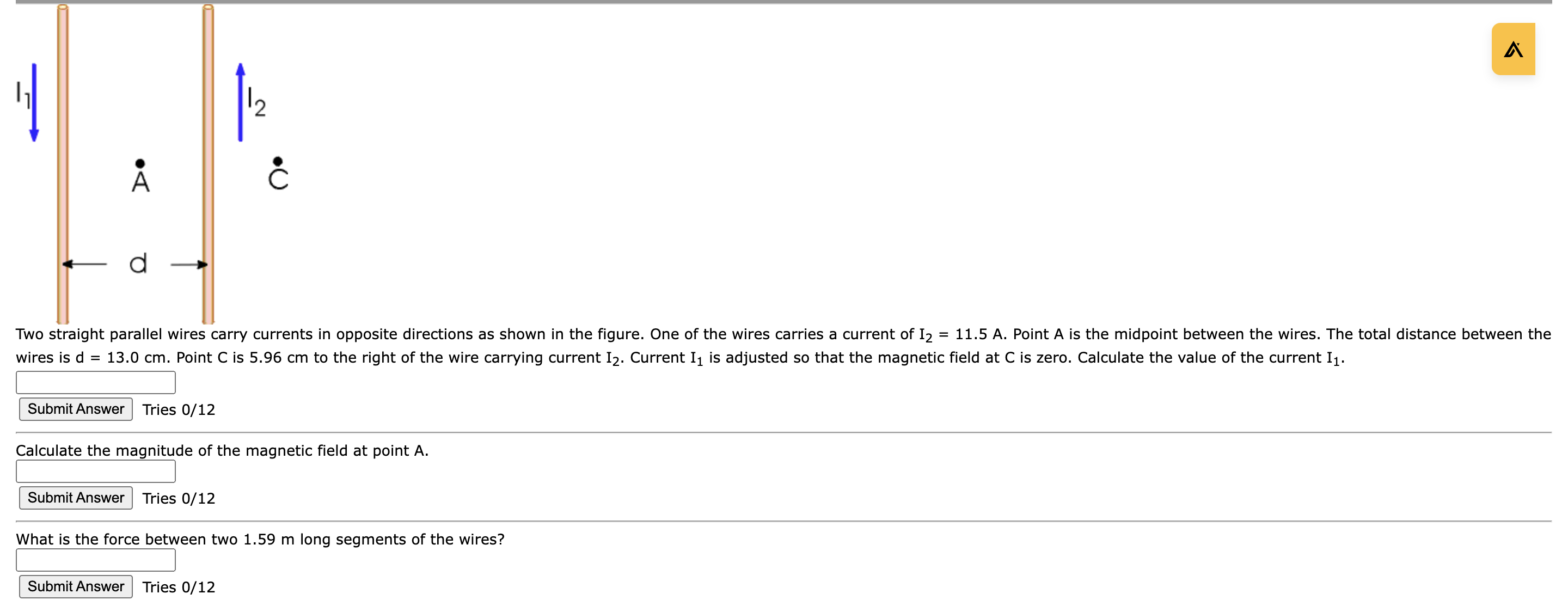 Solved Tries 0/12 Calculate the magnitude of the magnetic | Chegg.com