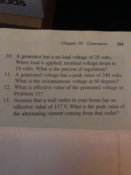Solved Chapter 10 Generators 161 10. A generator has a | Chegg.com