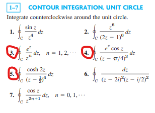 Solved 1-7 CONTOUR INTEGRATION. UNIT CIRCLE Integrate | Chegg.com