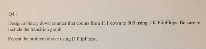 Solved Q4: Design a binary down counter that counts from 111 | Chegg.com