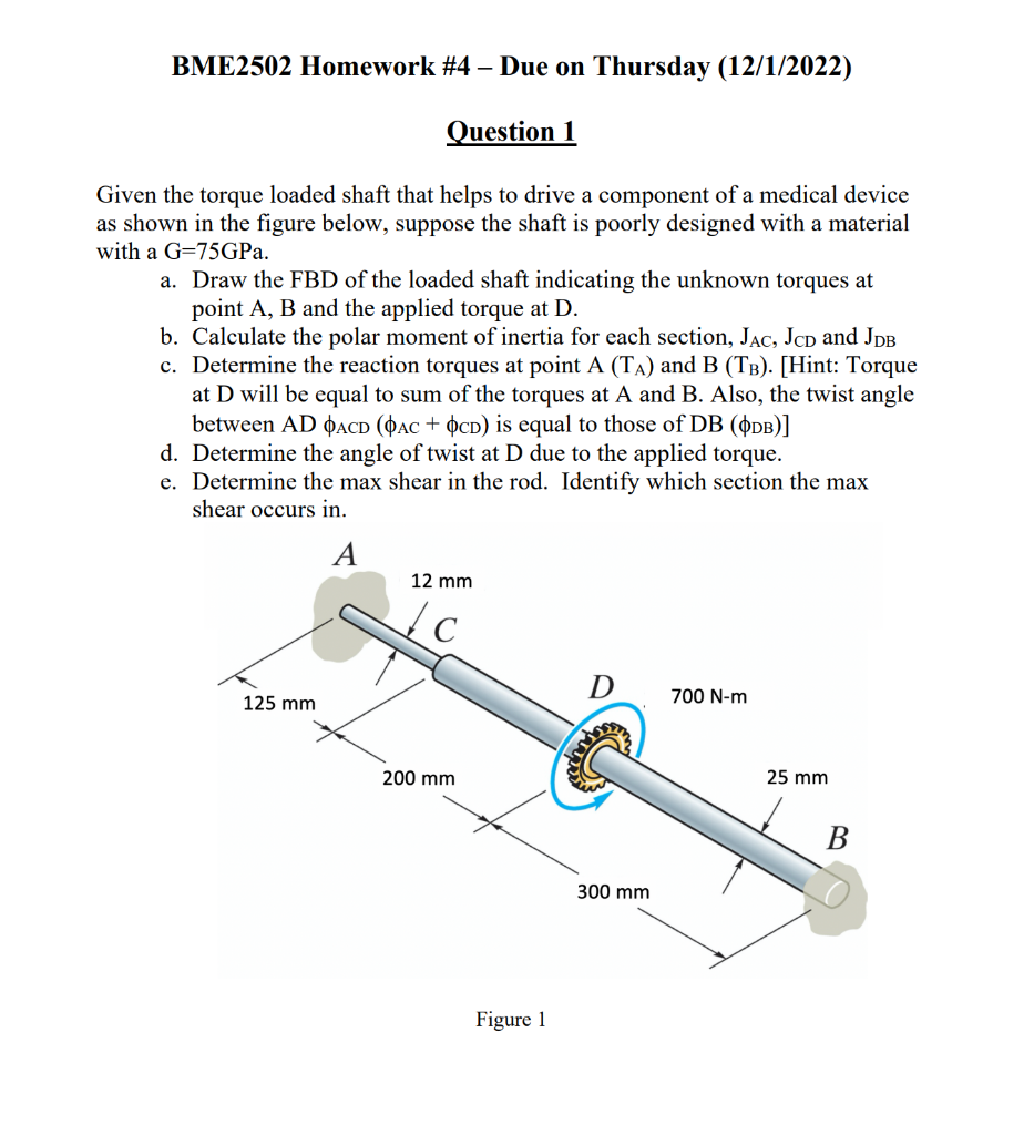 Solved BME2502 Homework \#4 - Due on Thursday (12/1/2022) | Chegg.com
