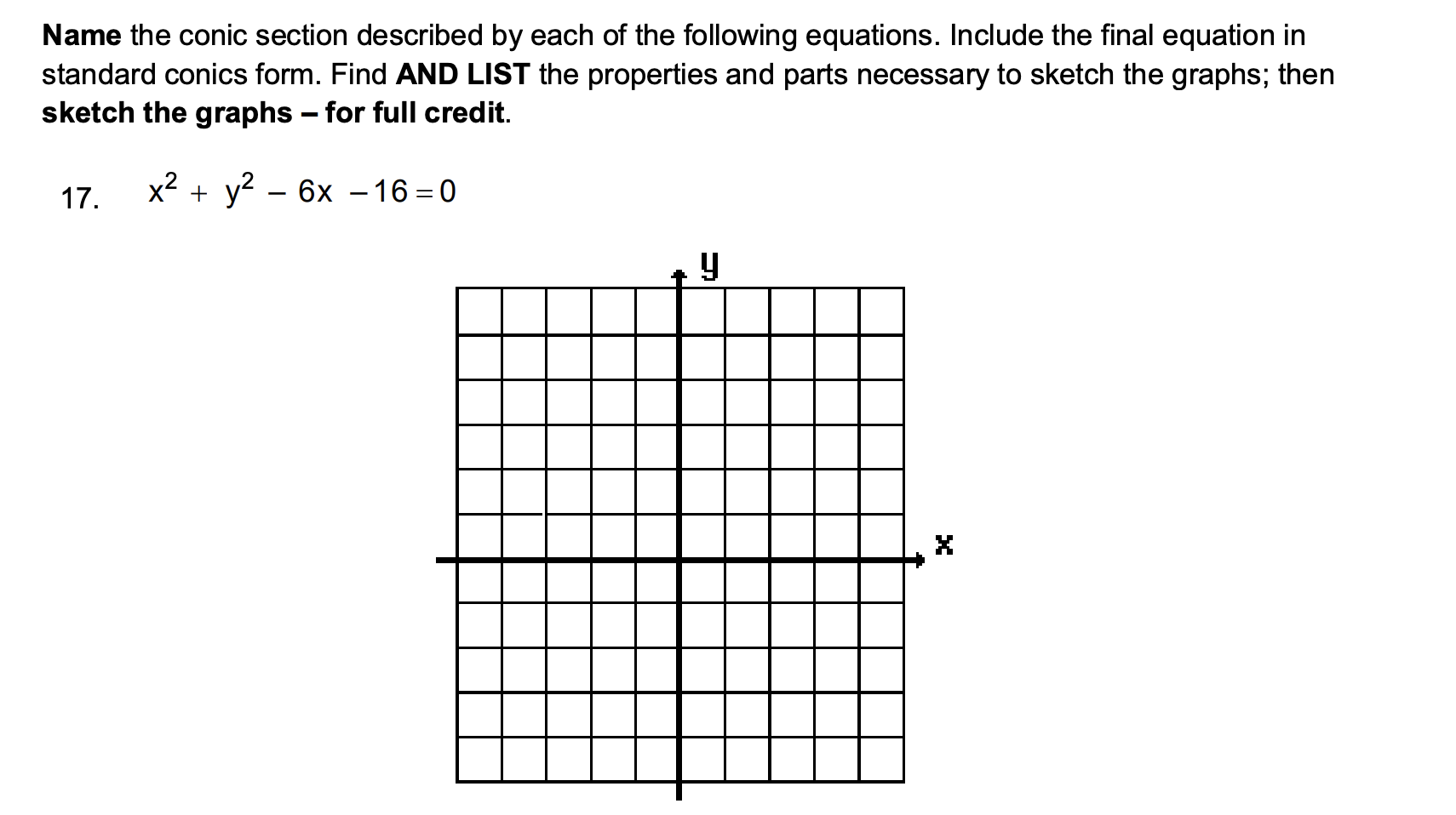 Solved Name the conic section described by each of the | Chegg.com