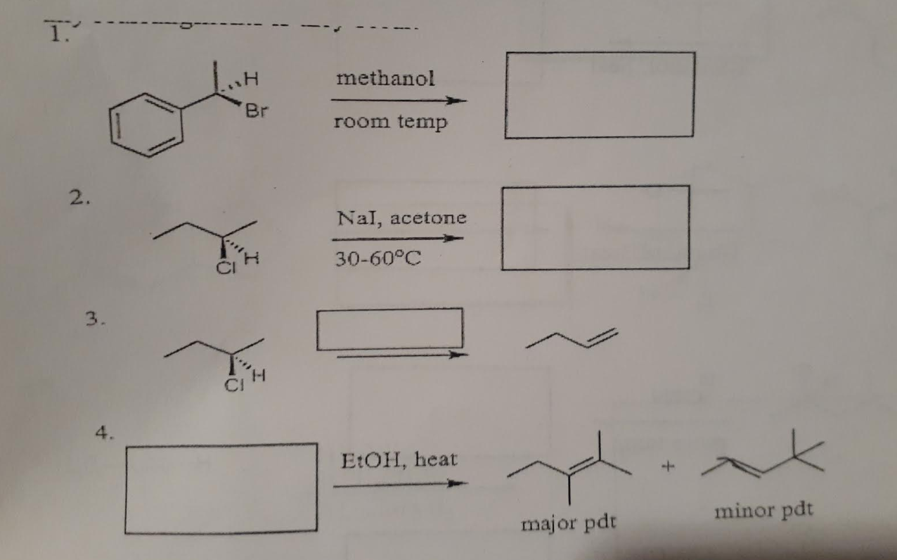 Solved ------ --- ------ methanol room temp Nal, acetone | Chegg.com
