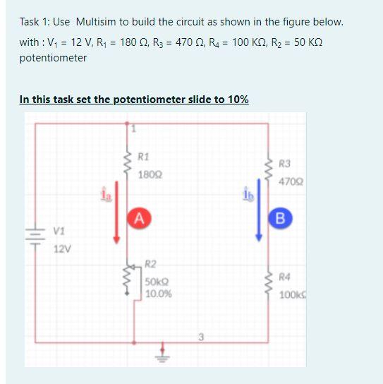 Solved Task 1: Use Multisim to build the circuit as shown in | Chegg.com