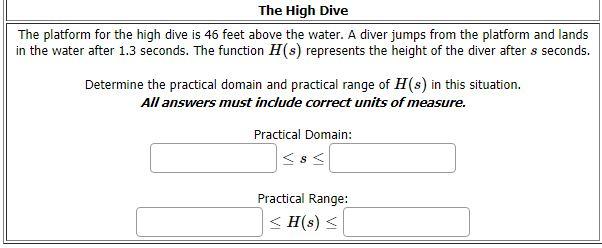Solved The High Dive The platform for the high dive is 45 | Chegg.com