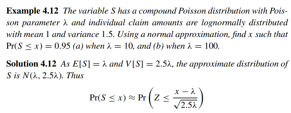 Solved Example 4.12 The variable S has a compound Poisson | Chegg.com