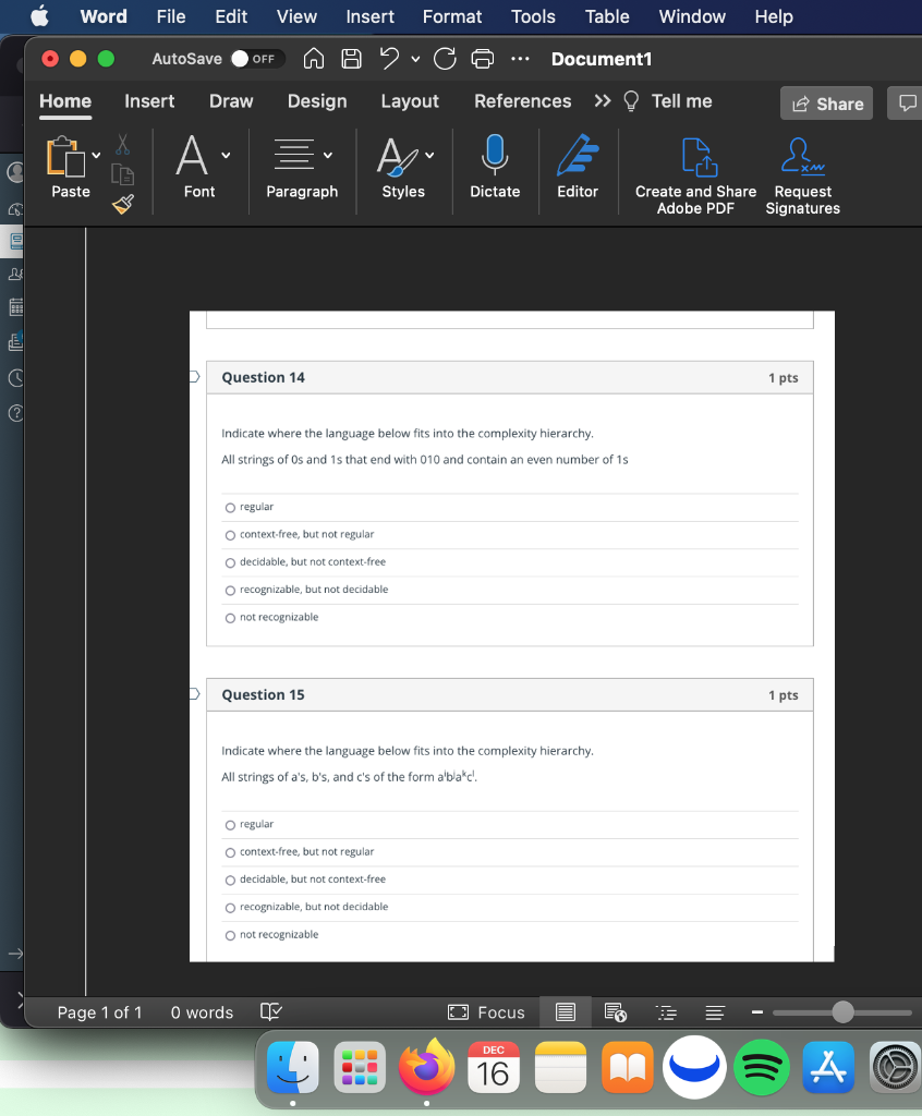 Solved Word File Edit View Insert Format Tools Table Window 0356