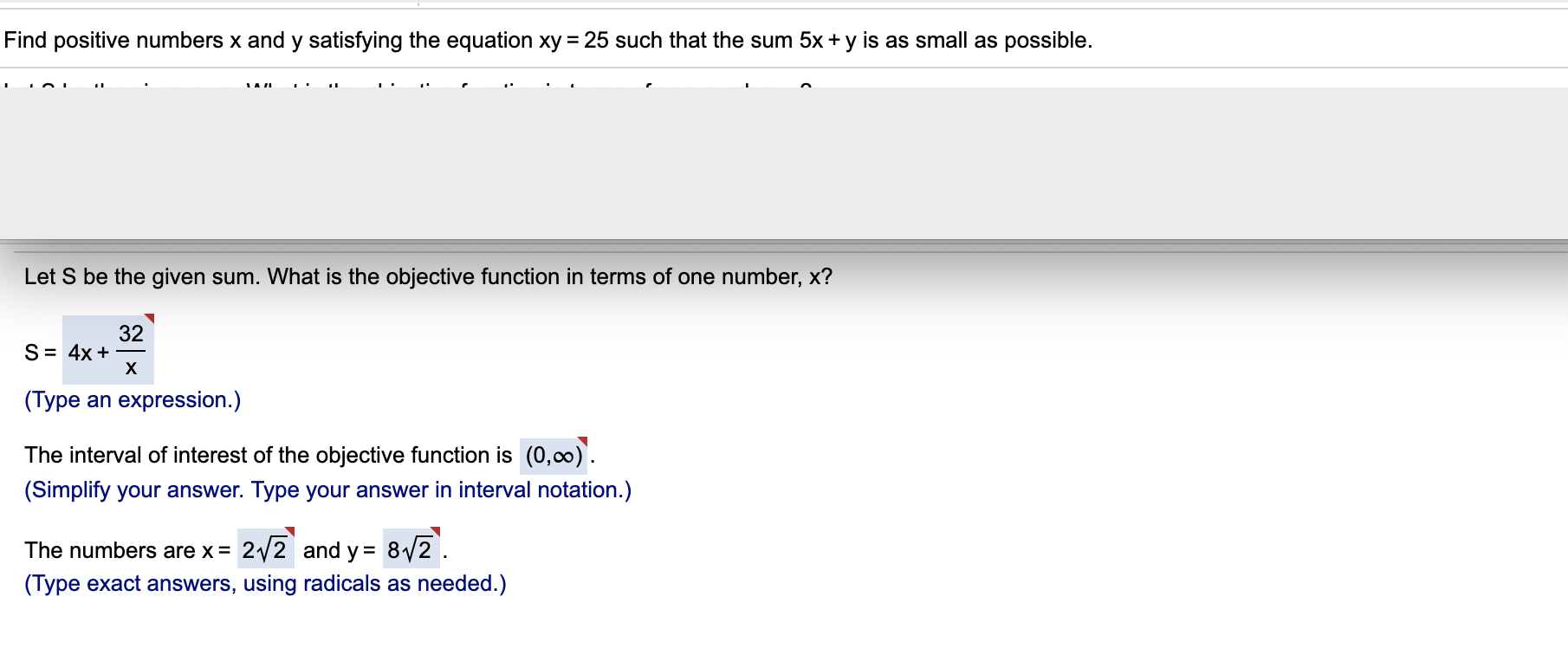 Solved Find Positive Numbers X And Y Satisfying The Equation