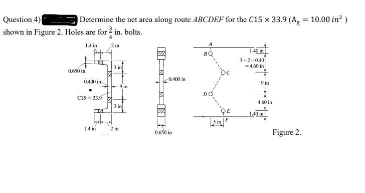 Solved Question 4) Determine the net area along route ABCDEF | Chegg.com