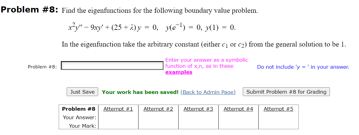 Solved Problem #8: Find the eigenfunctions for the following | Chegg.com