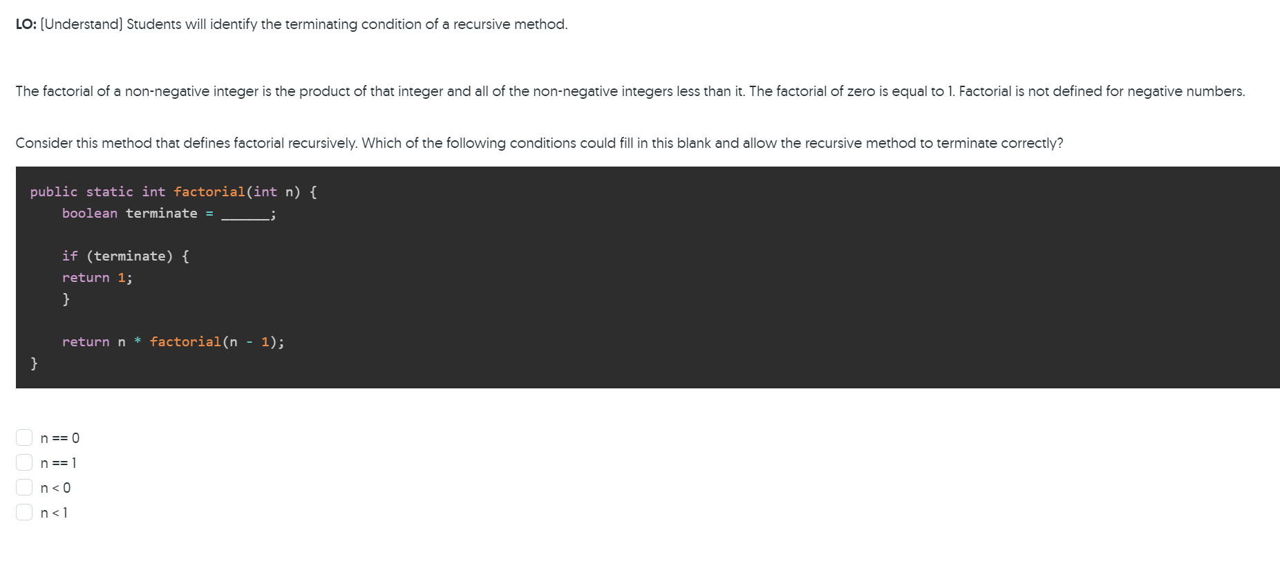 Solved LO: (Understand) Students will identify the | Chegg.com