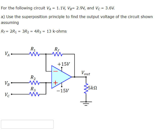 Solved For the following circuit VA = 1.1V, V8= 2.9V, and Vc | Chegg.com