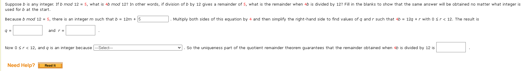 Solved used for b at the start. Because bmod12=5, there is | Chegg.com