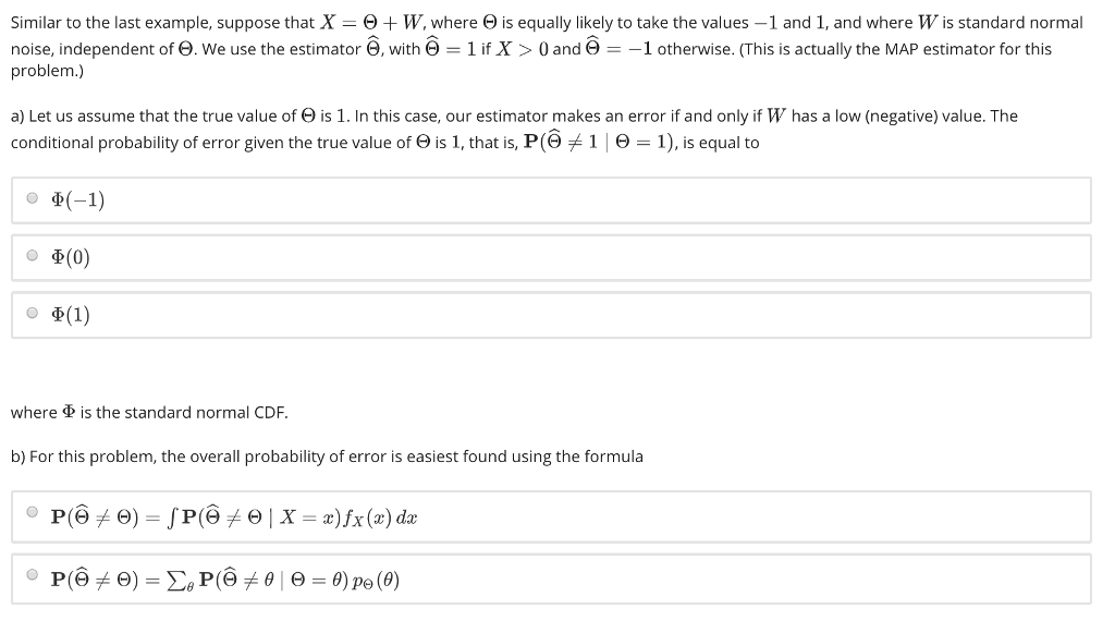 Solved similar to the last example, suppose that + W where Θ | Chegg.com