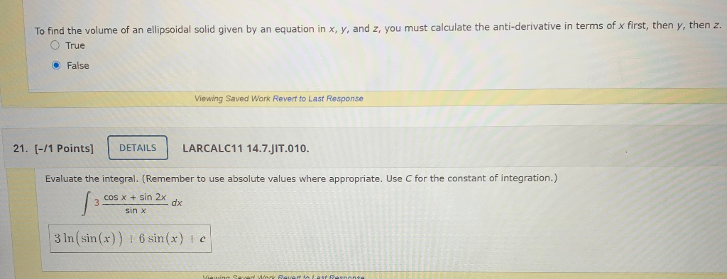Solved To find the volume of an ellipsoidal solid given by | Chegg.com