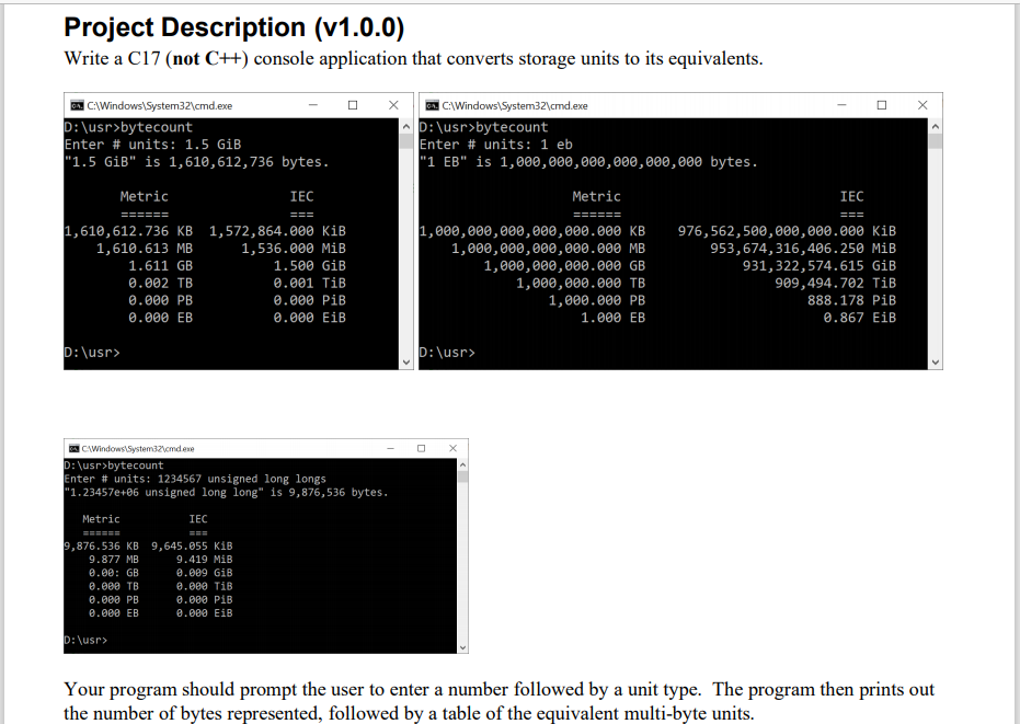 Solved Project Description (v1.0.0) Write a C17 (not C++) | Chegg.com