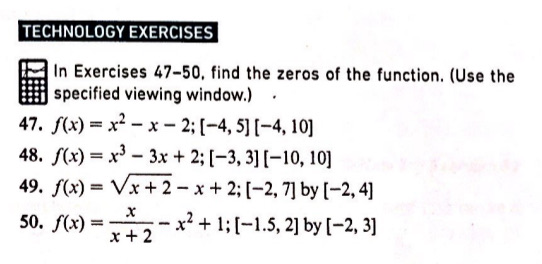 Solved TECHNOLOGY EXERCISESIn Exercises 47-50, ﻿find the | Chegg.com