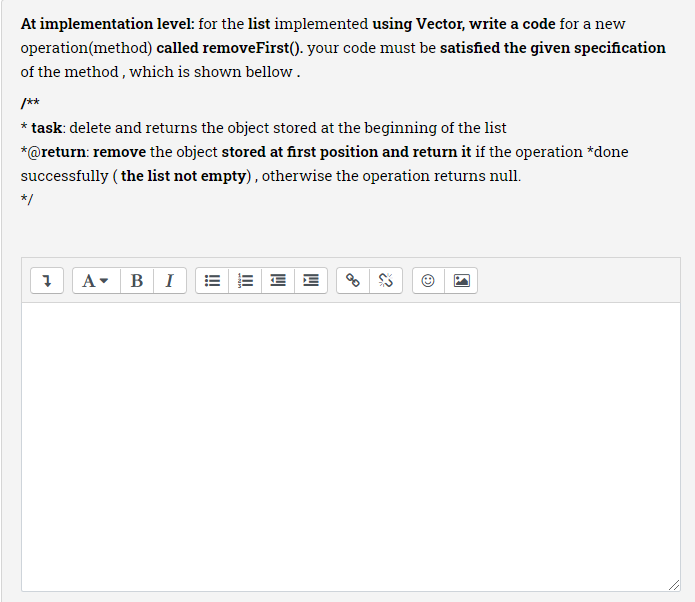 Solved At implementation level: for the list implemented | Chegg.com