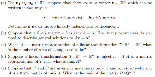 Solved (a) For u1, U2, U3 € R", suppose that there exists a | Chegg.com