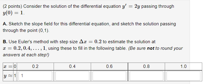 Solved (2 points) Consider the solution of the differential | Chegg.com