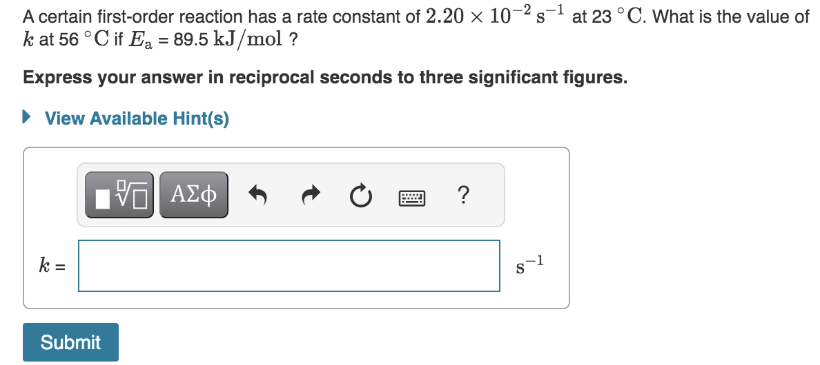 Solved A Certain First Order Reaction Has A Rate Constant Of