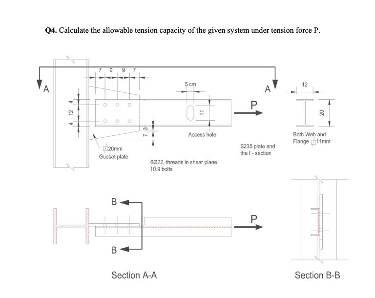 Solved Q4. Calculate the allowable tension capacity of the | Chegg.com