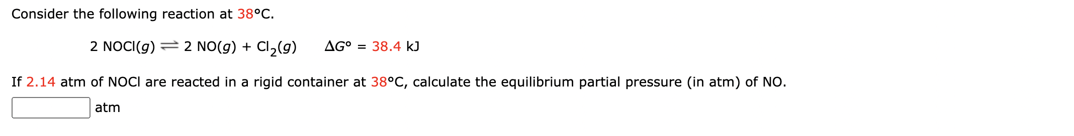 Solved Consider the following reaction at \\( 38^{\\circ} | Chegg.com