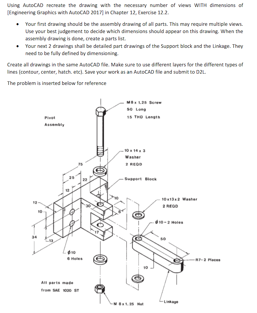 Using AutoCAD recreate the drawing with the necessary | Chegg.com