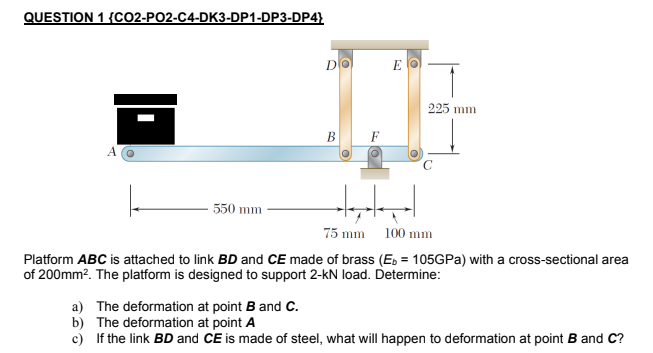 Solved QUESTION 1 (CO2-PO2-C4-DK3-DP1-DP3-DP4} 550 mm D B E | Chegg.com