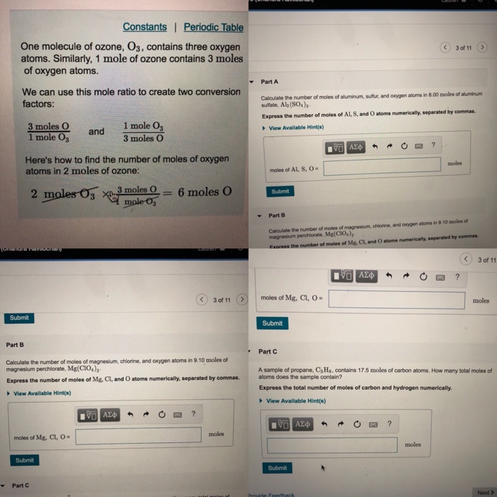 Solved Constants I Periodic Table One molecule of ozone, 03, | Chegg.com