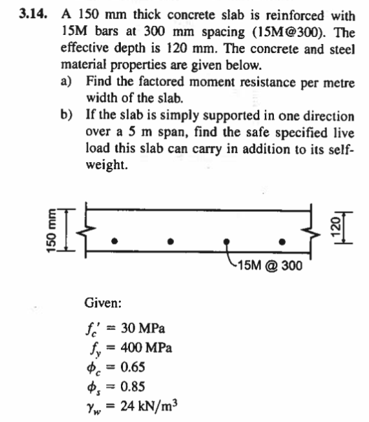 Solved 3.14. A 150 mm thick concrete slab is reinforced with | Chegg.com
