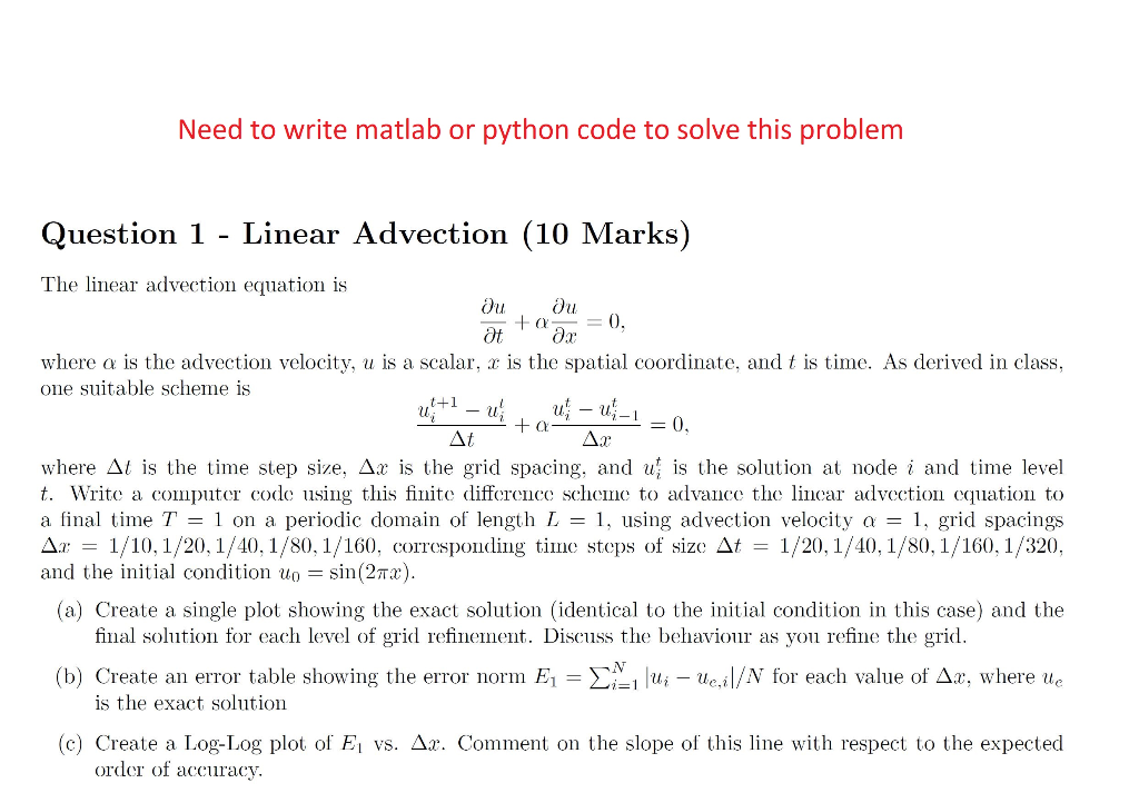 Need to write matlab or python code to solve this | Chegg.com