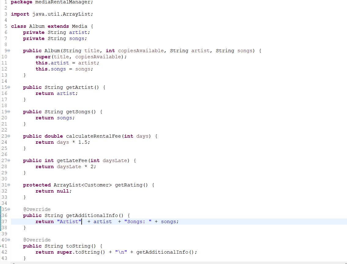 Solved Java (Eclipse) This assignment allows people to rent | Chegg.com