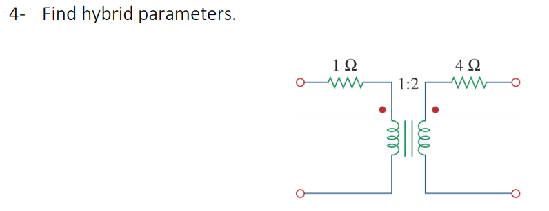 Solved 4- Find hybrid parameters. 4Ω | Chegg.com