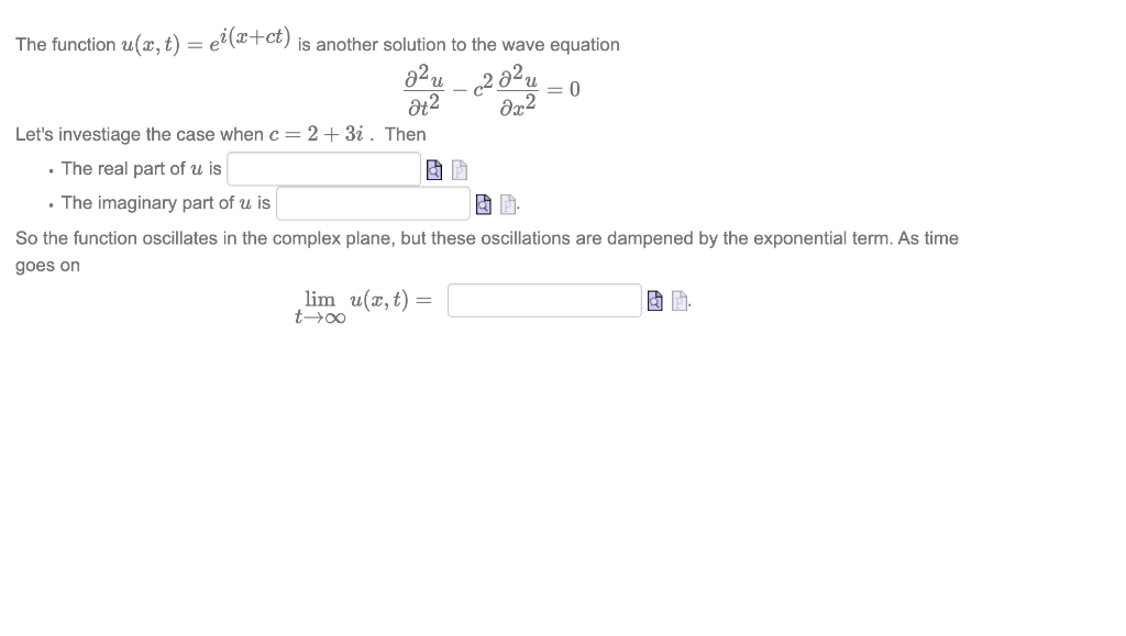 Solved The function u(x,t)=ei(x+ct) is another solution to | Chegg.com