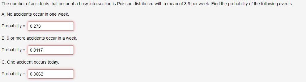 Solved The number of accidents that occur at a busy | Chegg.com