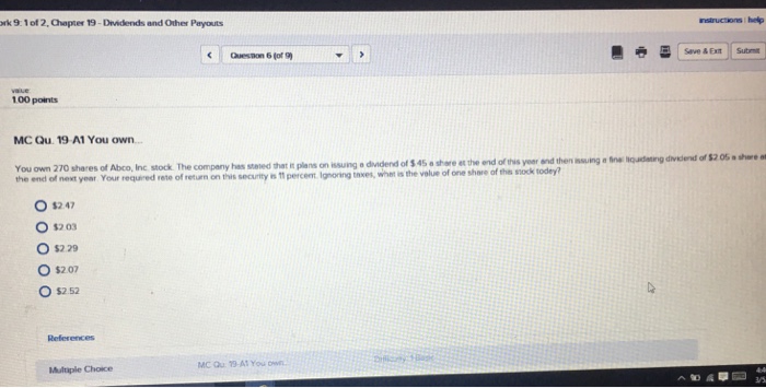 Solved value: 10.00 points Problem 19-1 Dividends and Taxes | Chegg.com