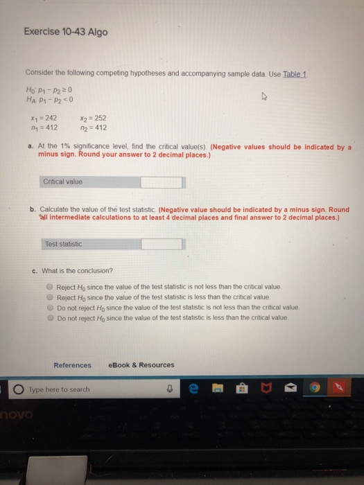 Solved Exercise 10-43 Algo Consider the following competing | Chegg.com