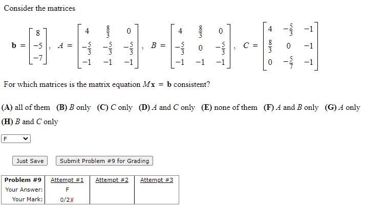 Solved Consider the matrices | Chegg.com