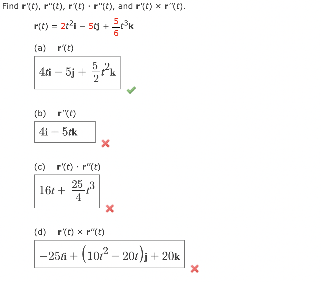 Solved Find r′(t),r′′(t),r′(t)⋅r′′(t), and r′(t)×r′′(t) | Chegg.com