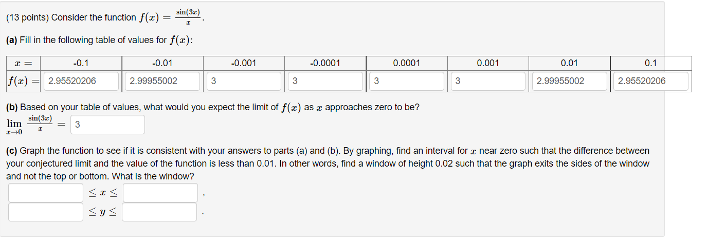 Solved (13 points) Consider the function f(x)=xsin(3x). (a) | Chegg.com