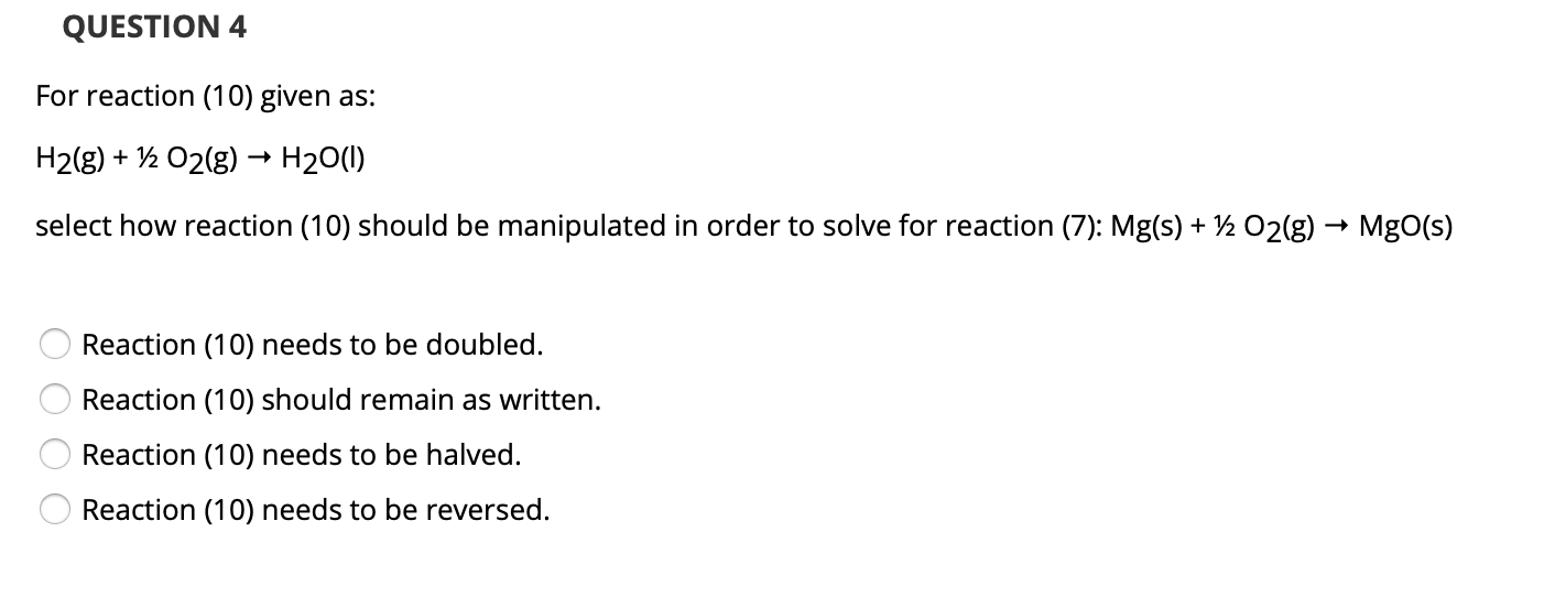 Solved QUESTION 2 For reaction (8) given as: MgO(s) | Chegg.com