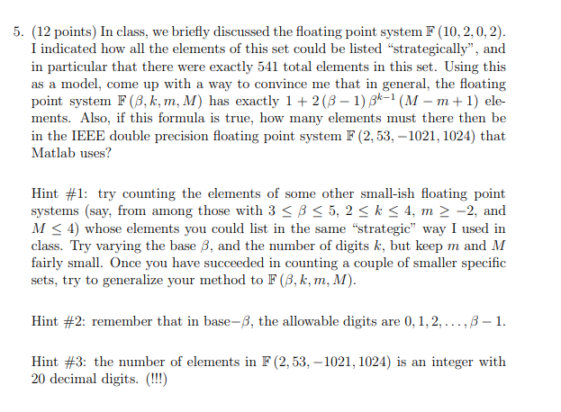 (12 points) In class, we briefly discussed the | Chegg.com