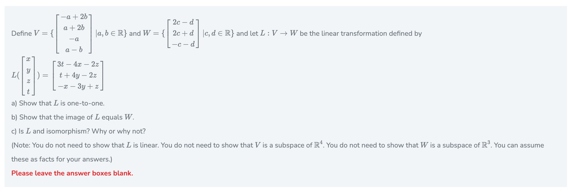 Solved Define V = { -a + 267 a + 26 - 2c – di |a, b E R} and | Chegg.com