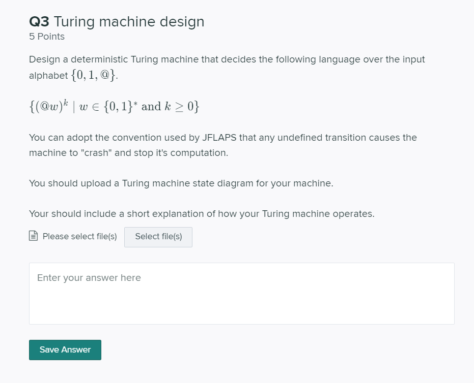 Q3 Turing machine design 5 Points Design a | Chegg.com