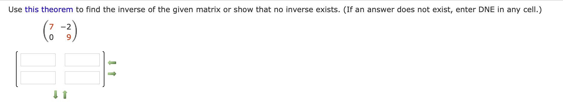 Solved Use this theorem to find the inverse of the given | Chegg.com