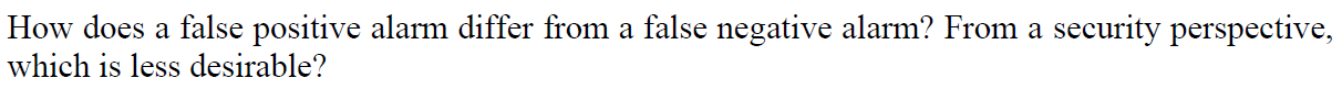 Solved How does a false positive alarm differ from a false | Chegg.com