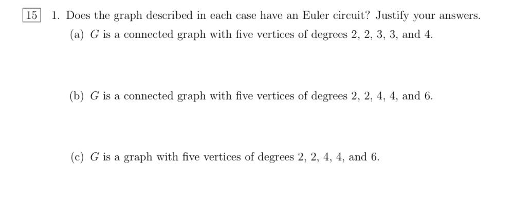 Solved 1. Does the graph described in each case have an | Chegg.com